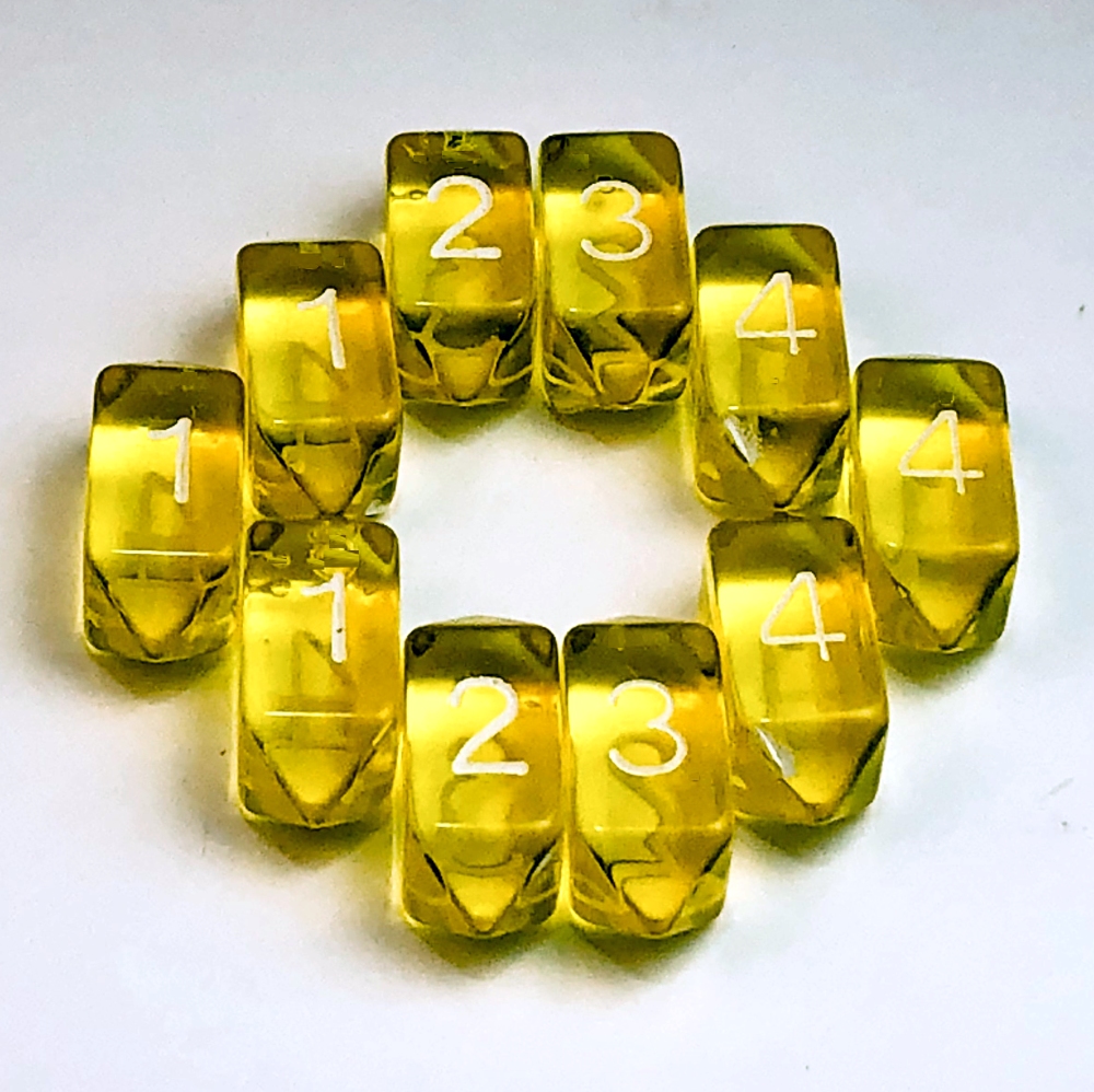 Crystal Caste: Crystal Translucent d4 10 pc set - yellow