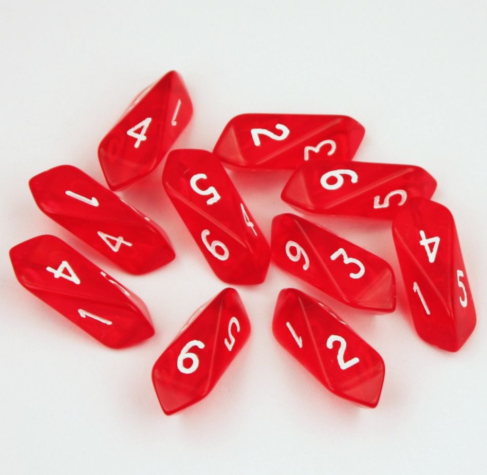 Crystal Caste: Crystal Translucent d6 10 pc set - red