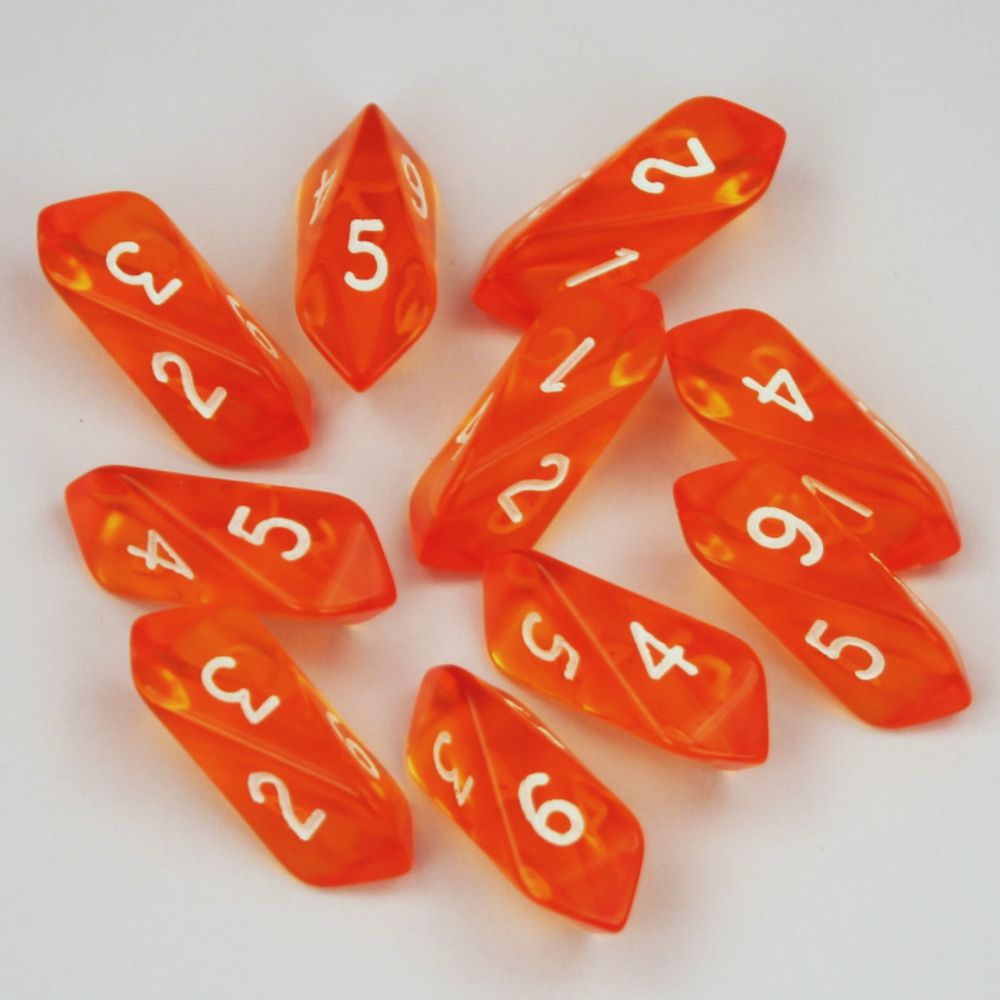 Crystal Caste: Crystal Translucent d6 10 pc set - orange