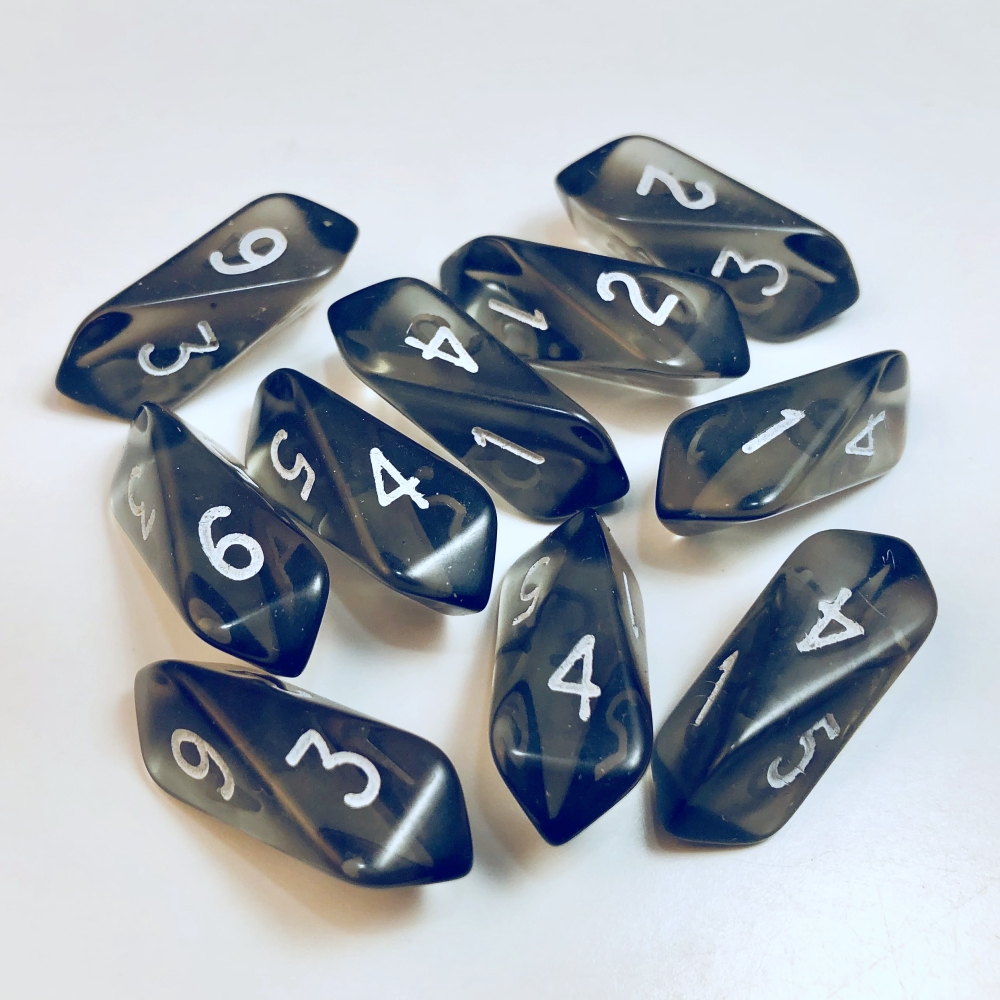 Crystal Caste: Crystal Translucent d6 10 pc set - black