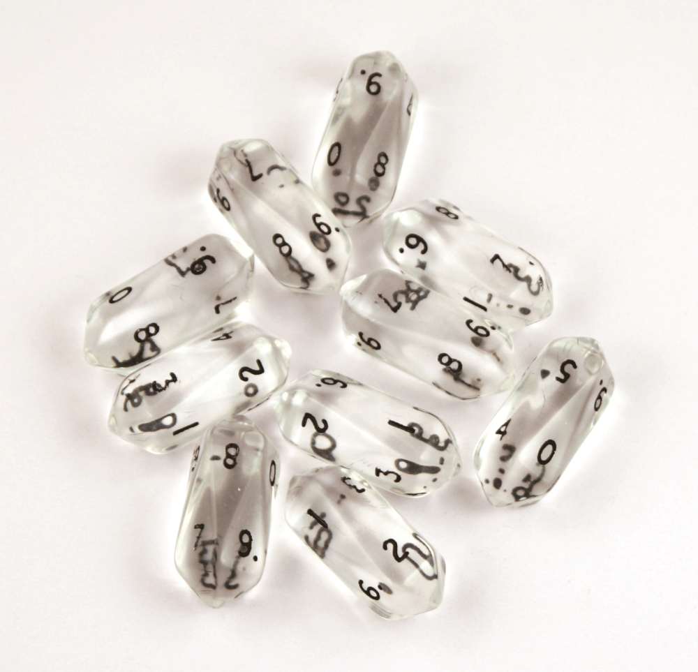 Crystal Caste: Crystal Translucent d10 10 pc set - clear