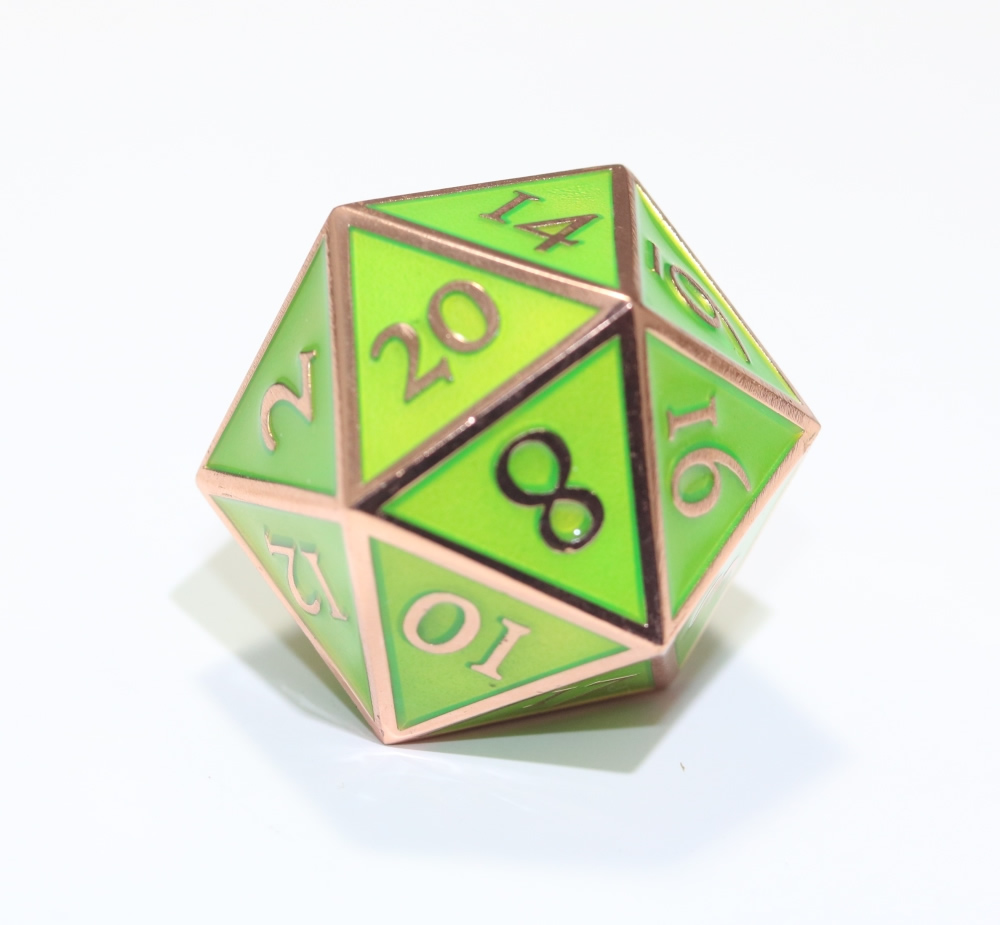 Crystal Caste: Giant D20 Gold w/Green enamel Dwarven Metal®