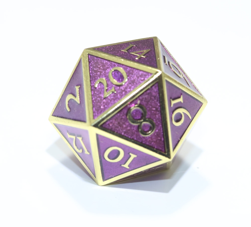 Crystal Caste: Giant D20 Gold w/Purple enamel Dwarven Metal®