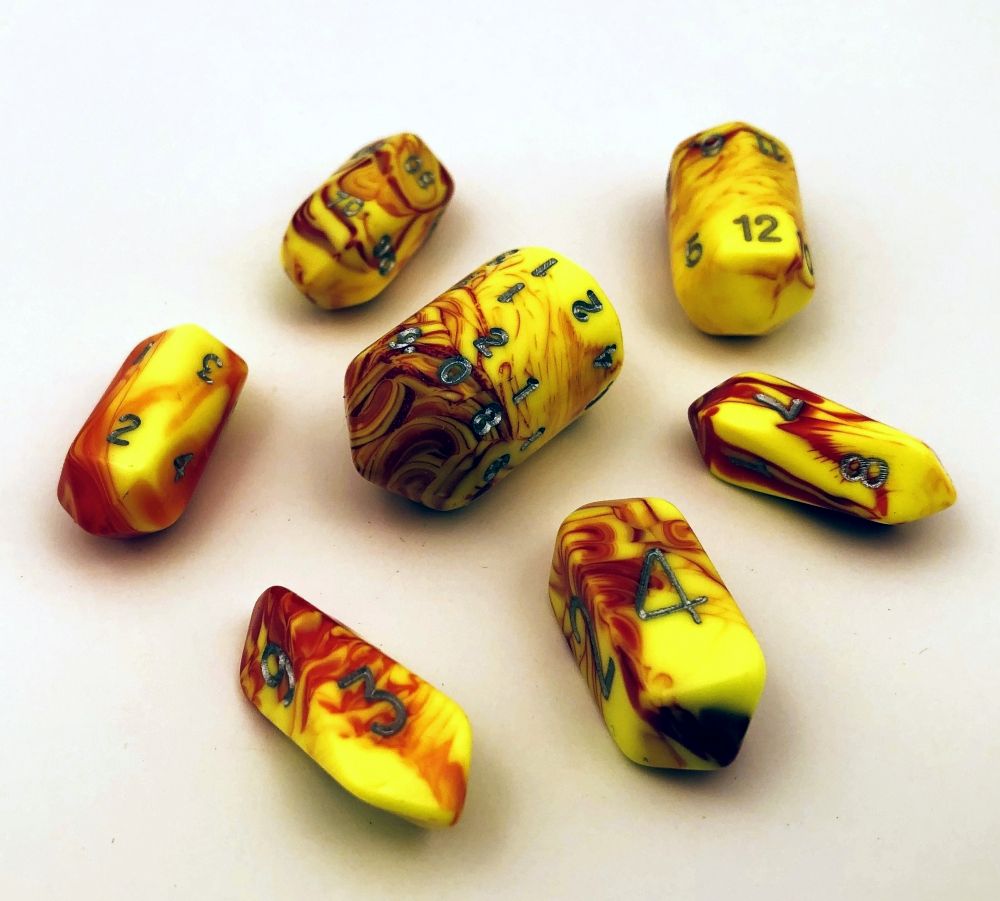 Crystal Caste: 7 pc Crystal Toxic-Red/Yellow