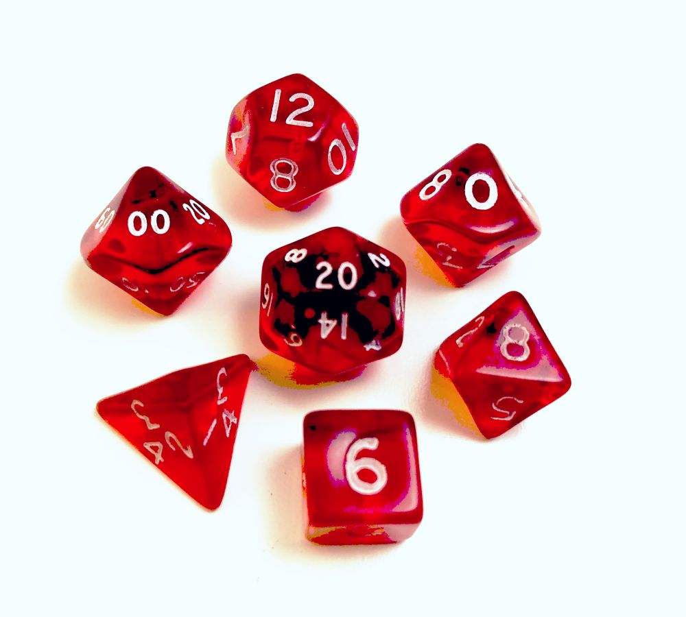 Crystal Caste: 12mm 7 pc Fantasy Translucent Red