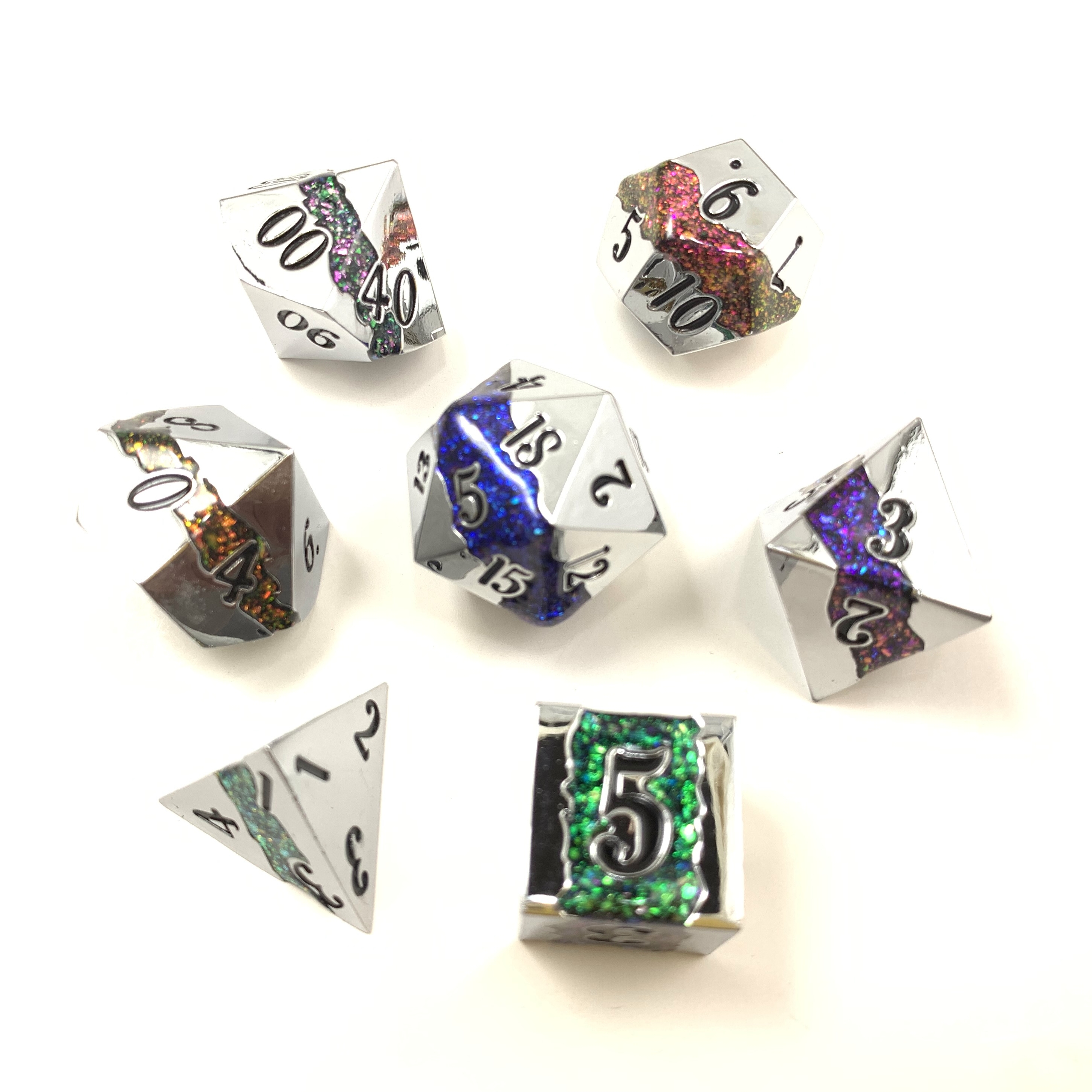 Crystal Caste: 16mm Infinity Dwarven Metal® Silver w/7 colors 7 pc set