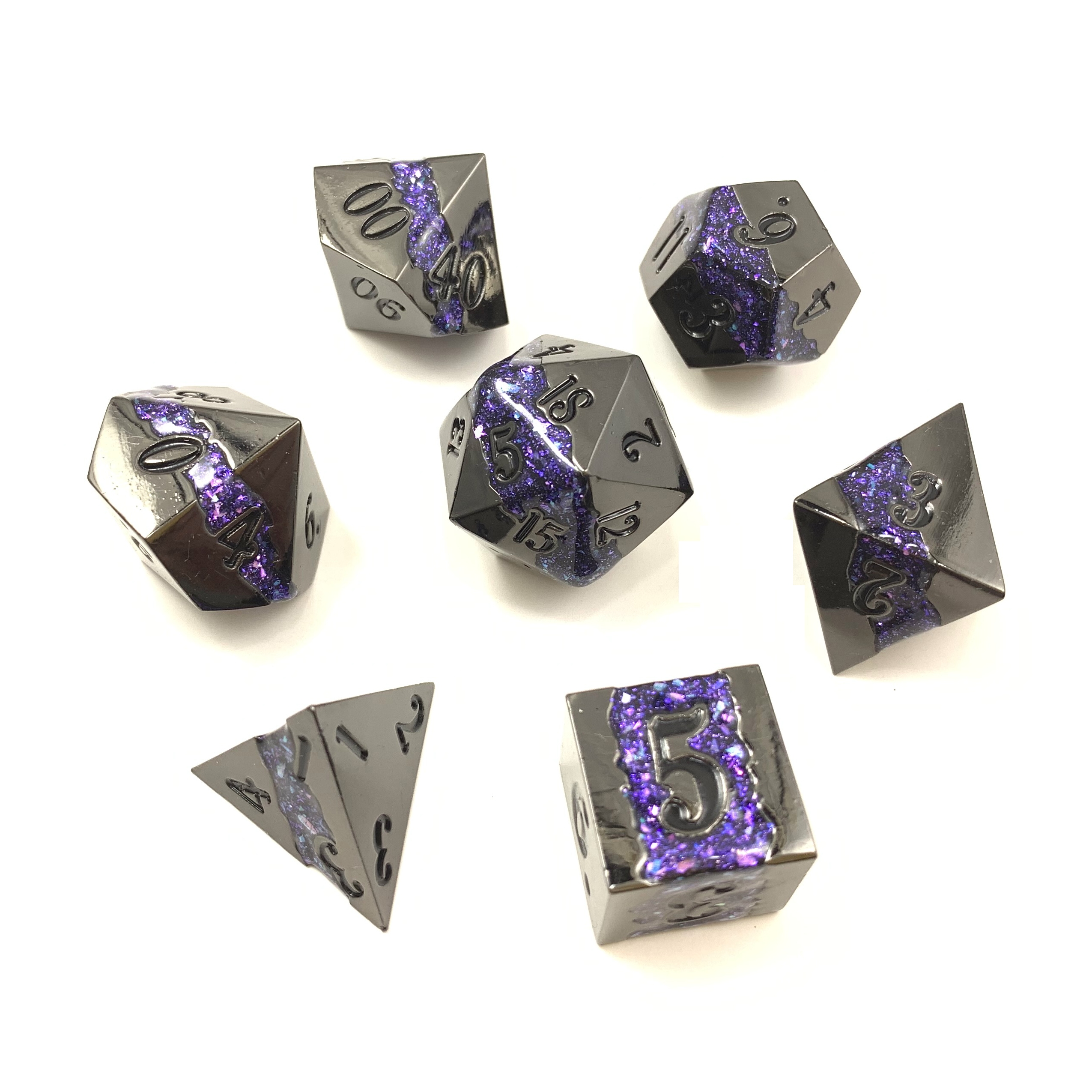Crystal Caste: 16mm Infinity Dwarven Metal® Black Nickel w/Purple 7 pc set
