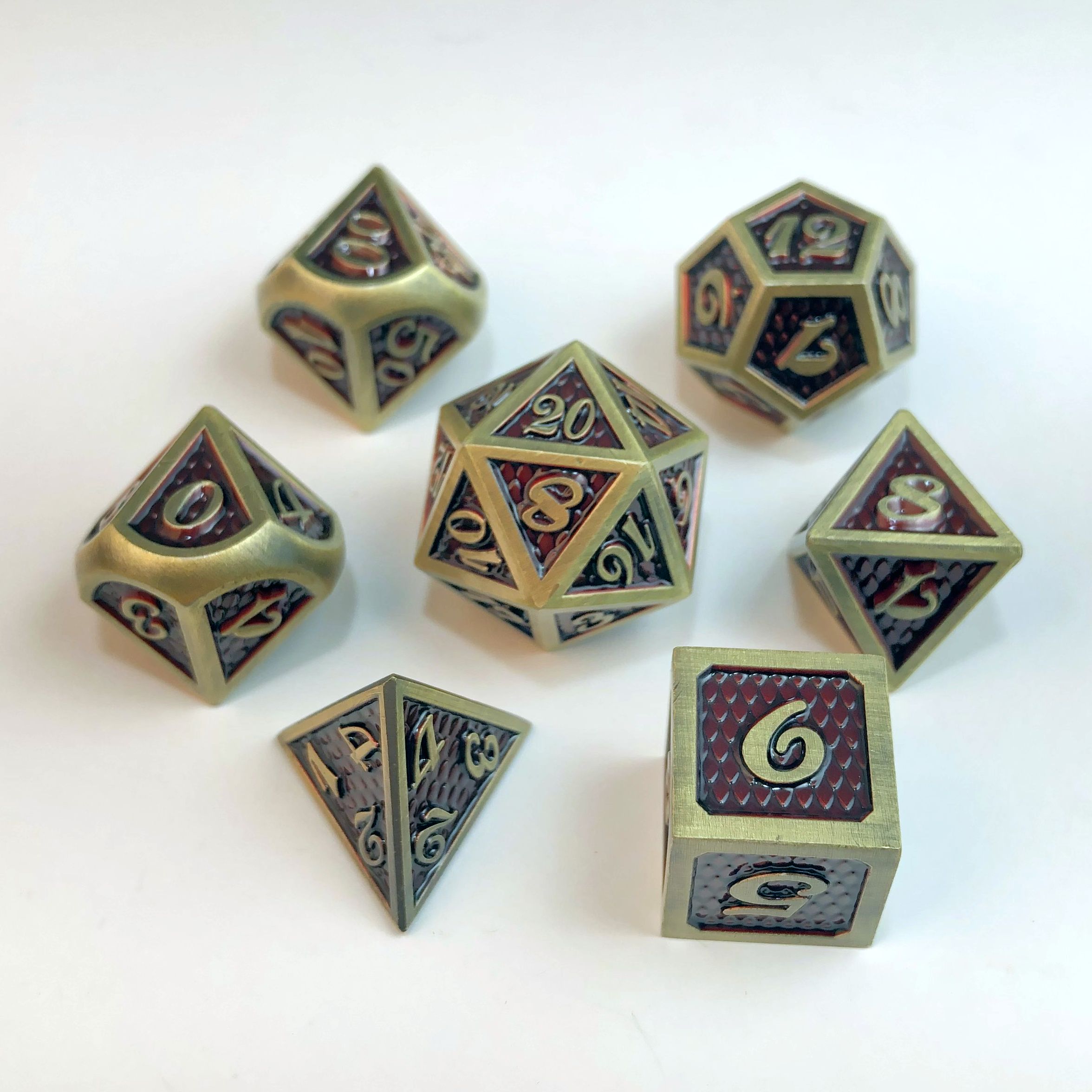 Crystal Caste: Dragon Scales 7 piece 16mm set in Gold and Red